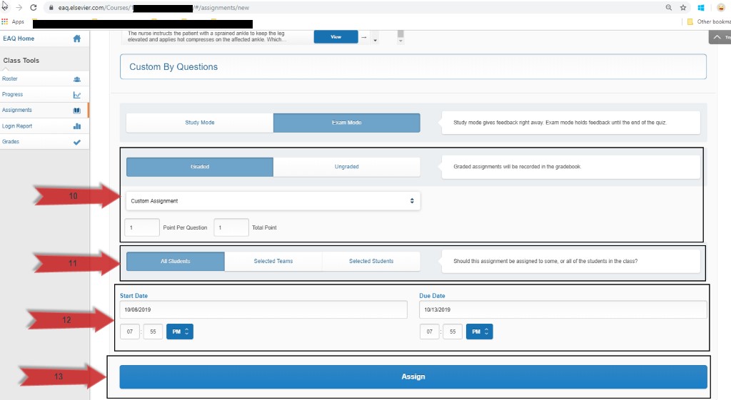 How do I create Custom Assignment on EAQ Classic? - Elsevier Adaptive Quizzing and Learning (EAQ ...
